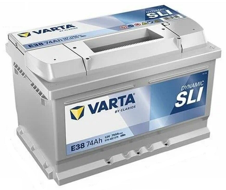 Аккумулятор автомобильный Varta Silver Dynamic SLI E38 74 А/ч 750 A обр. пол. низкий Евро авто (278x175x175) 574402