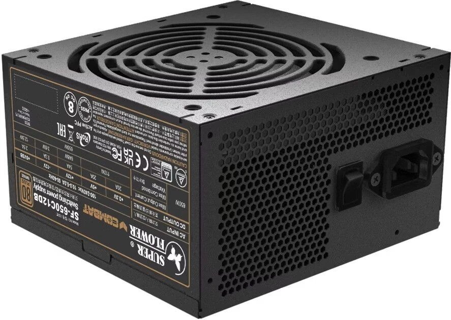 Блок питания 650Вт Super Flower Combat DB, 650W, ATX, 120мм, 4xSATA, 3xPCI-E(6+2), APFC, 80+ Bronze, non-Modular