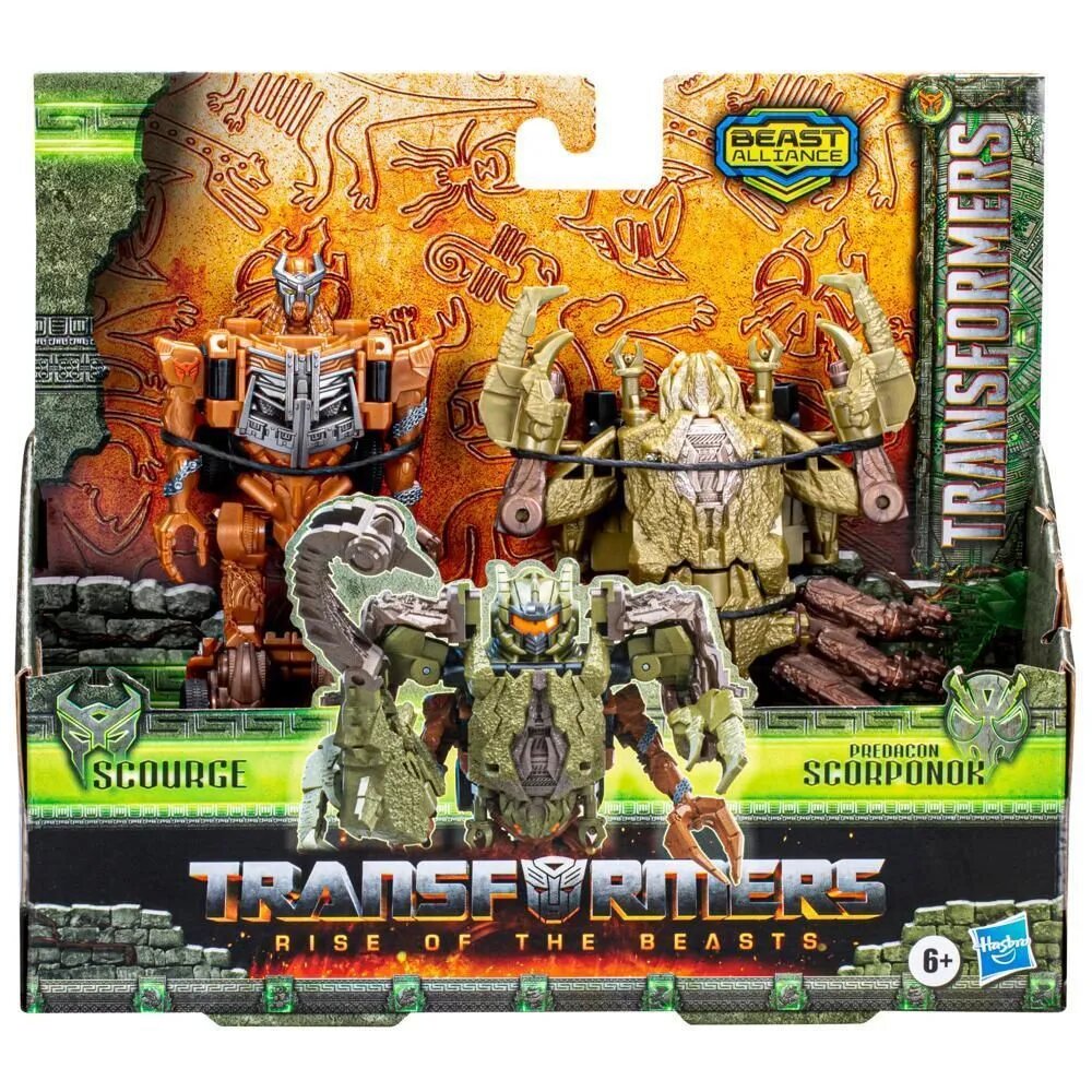 Трансформеры игрушки Hasbro Transformers: Rise of the Beasts Movie Beast Combiners 2-Pack Scourge 12.7cm F4620