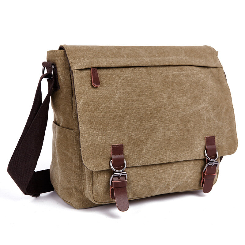 Sac à Bandoulière en Toile pour homme, Sac à Bandoulière Grande Capacité for Ordinateur Portable, Sac de voyage vintage decontracté с регулируемым бандульером для тягот или учебы