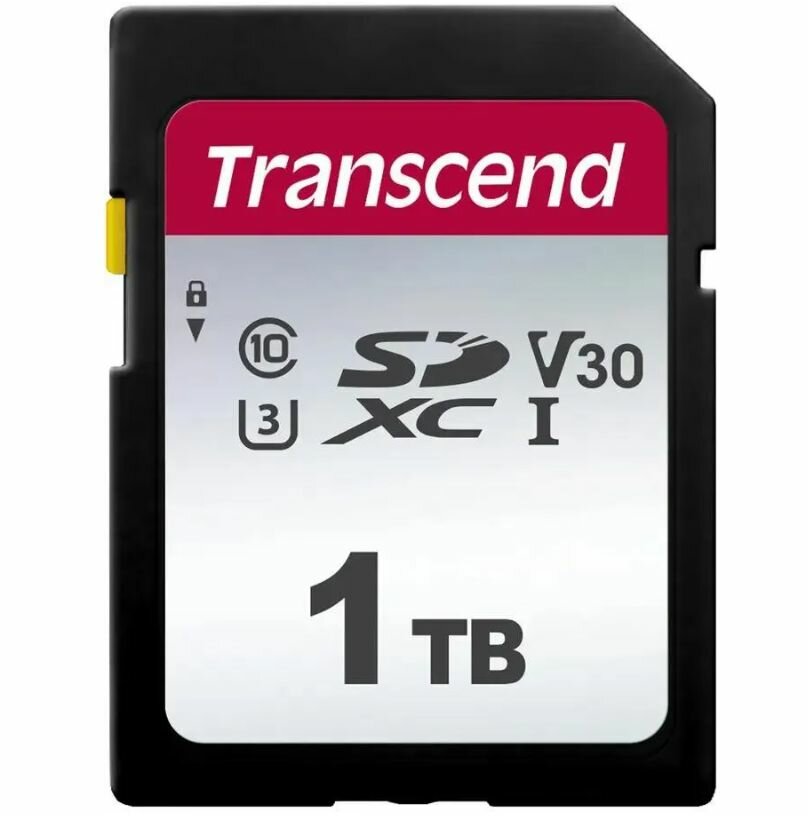 Карта памяти Transcend 300S SDXC 1 ТБ (TS1TSDC300S) - Class 10, UHS-I U3, запись - 85 Мбайт/сек, чтение - 100 Мбайт/сек