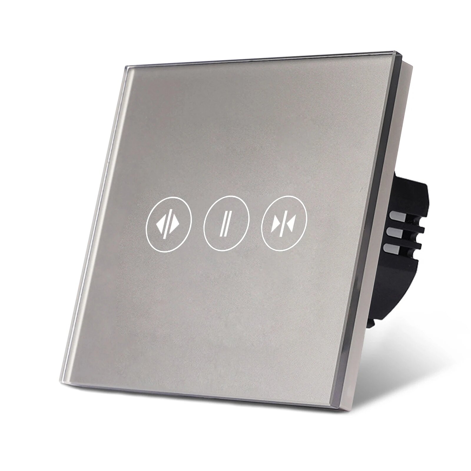 Сенсорный выключатель для занавесок ENTUOIA, стеклянная панель европейского стандарта, зеркальная Синяя подсветка, требуется переключатель для затвора с нейтральным проводом, Grey