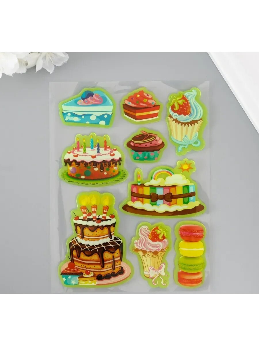 Наклейка силикон на стекло фосфорная "Сладости" 20х16 см