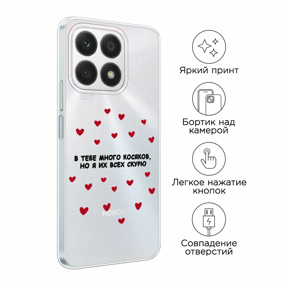 Чехол на Honor X8A / Хонор X8A с принтом "Косяки 1 - 14 февраля", прозрачный — фото 1