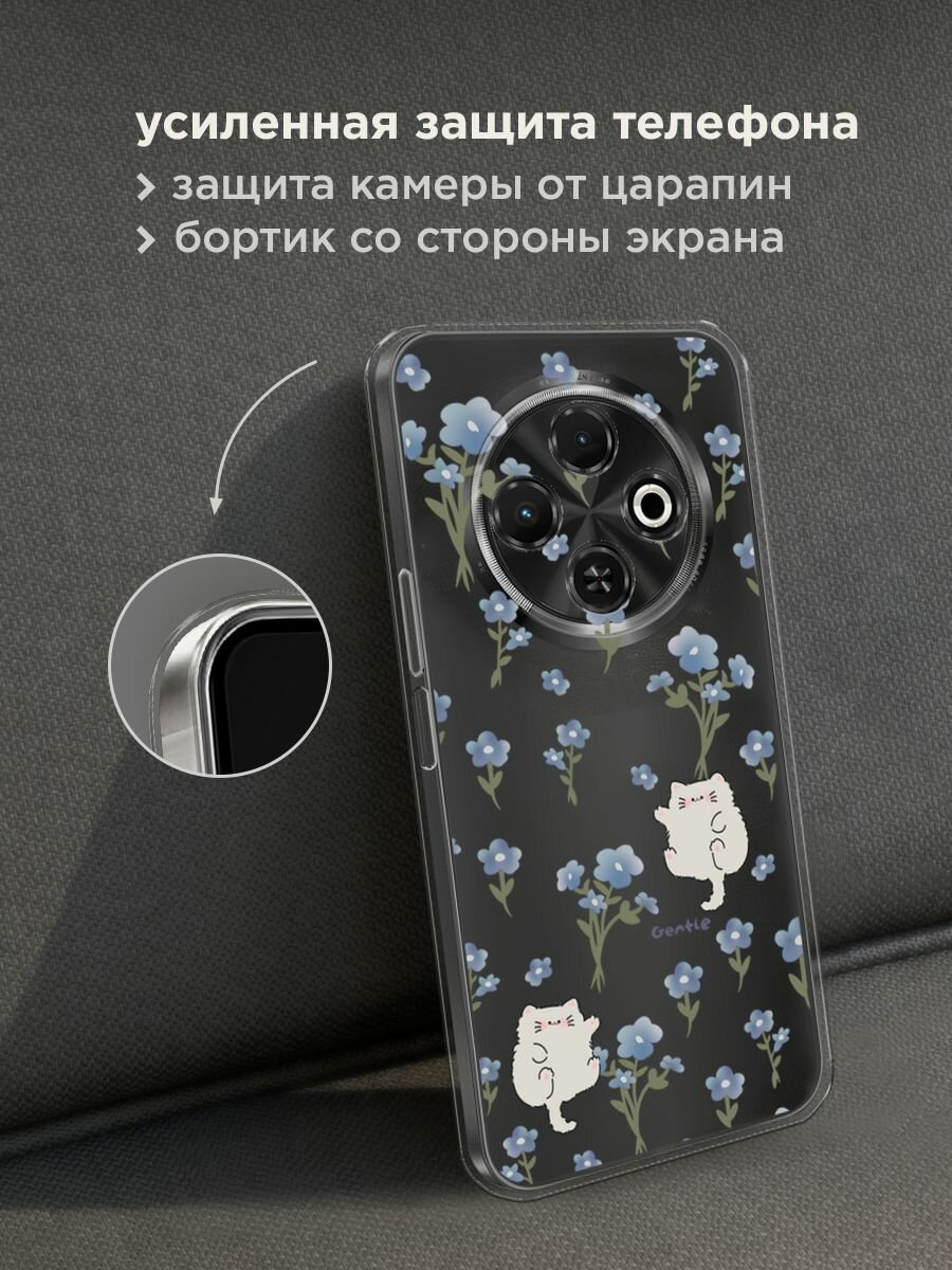 Чехол на Tecno Spark 30C / Текно Спарк 30C с принтом "Gentle cats", прозрачный — фото 1