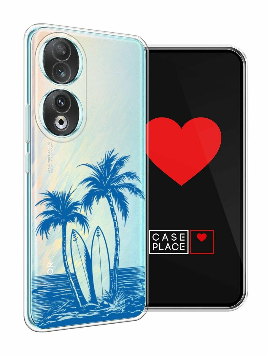 Чехол на Honor 90 / Хонор 90 с принтом "Сёрфинг на островах 1", прозрачный — фото 1