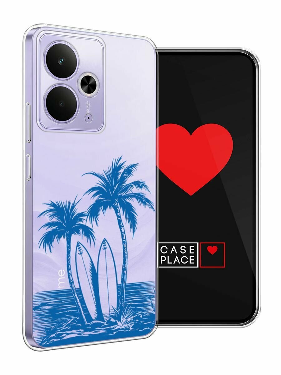 Чехол на Realme 14T / Реалми 14Т с принтом "Сёрфинг на островах 1", прозрачный — фото 1