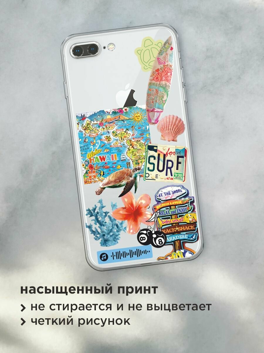 Чехол на Apple iPhone 7 Plus / Айфон 7 Плюс с принтом "Summer collage", прозрачный — фото 1