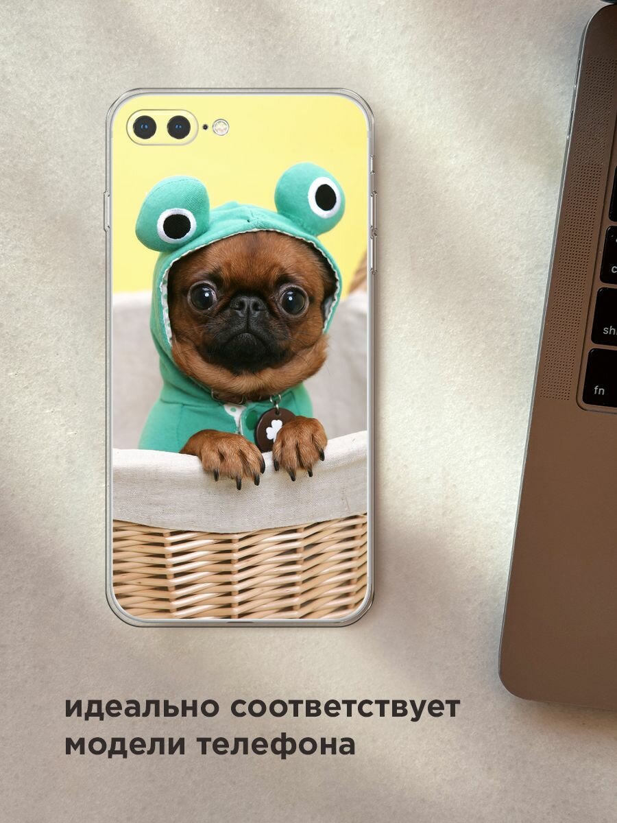 Чехол на Apple iPhone 7 Plus / Айфон 7 Плюс с принтом "Собачка в шапке лягушки" — фото 1