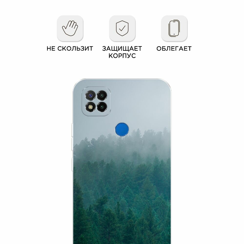 Чехол на Xiaomi Redmi 9C / Сяоми Редми 9C с принтом "Лес в облаках" — фото 1