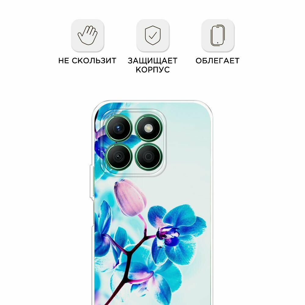 Силиконовый чехол на Honor X8B / Хонор X8B с принтом "Голубая орхидея" — фото 1