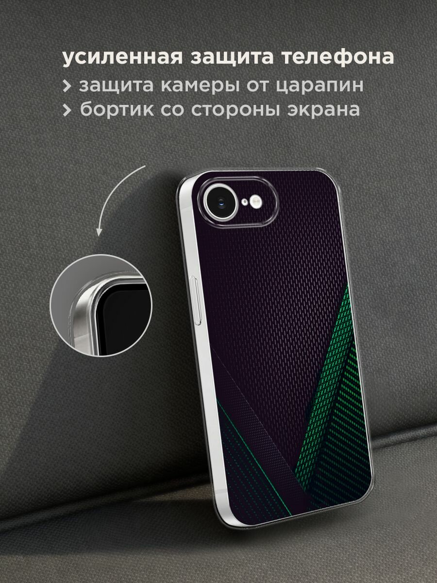 Чехол на Apple iPhone 16e/17e / Айфон 16е/17e с принтом "Зеленый карбон" — фото 1