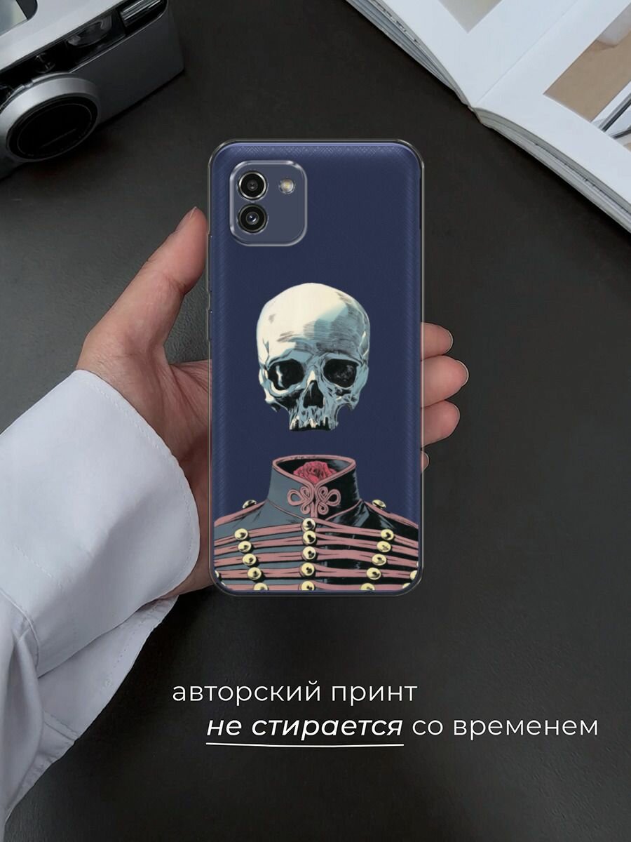 Чехол на Samsung Galaxy A03 / Самсунг Галакси А03 с принтом "Гусар", прозрачный — фото 1