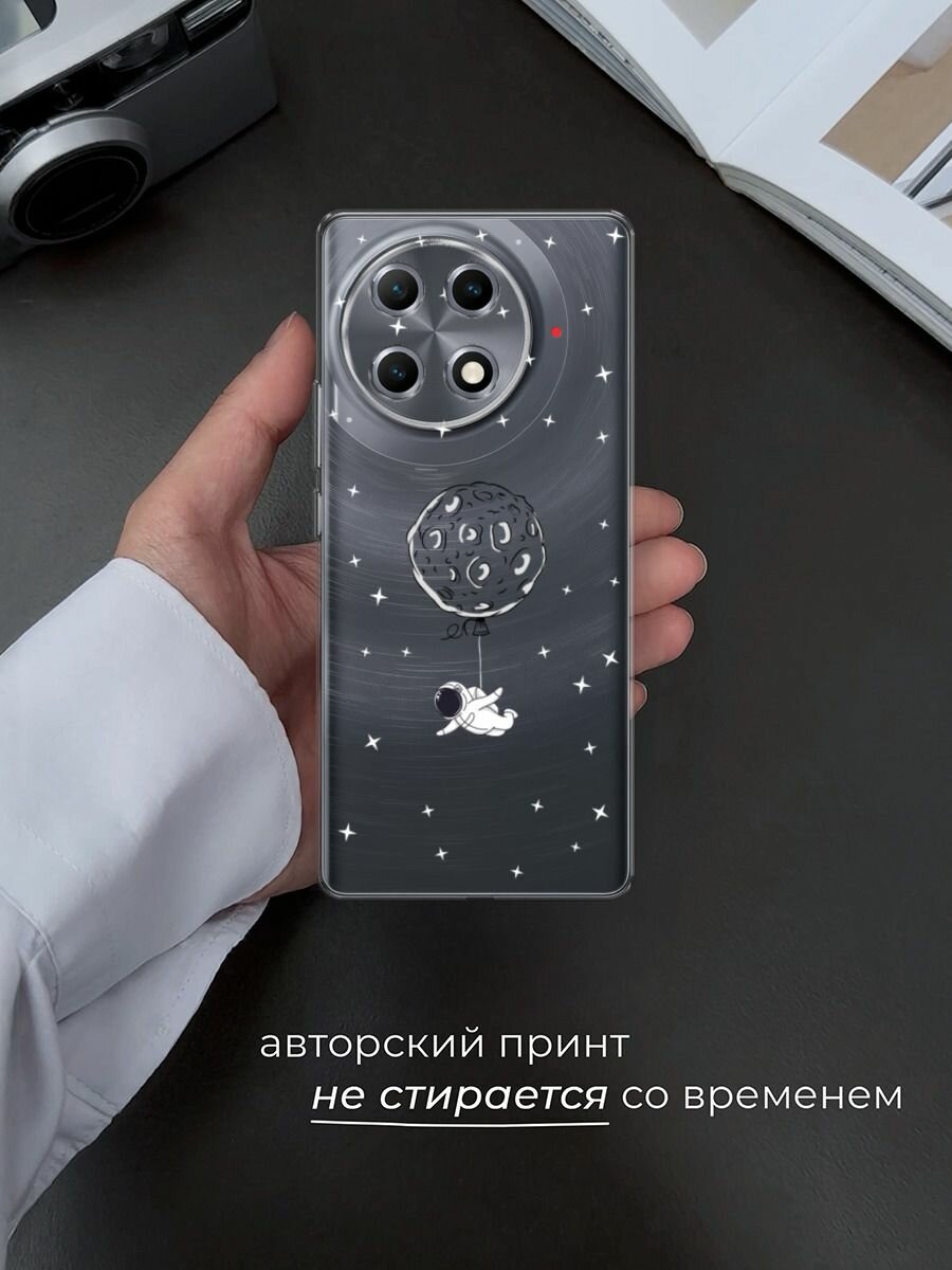 Чехол на Tecno Camon 30S / Текно Камон 30S с принтом "Лунный полет", прозрачный — фото 1
