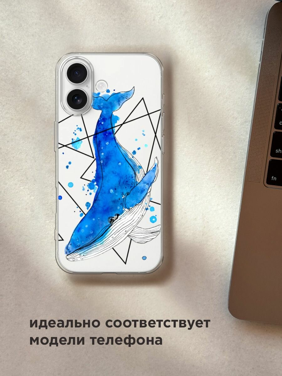 Чехол на Apple iPhone 17 / Айфон 17 с принтом "Кит графика", прозрачный — фото 1