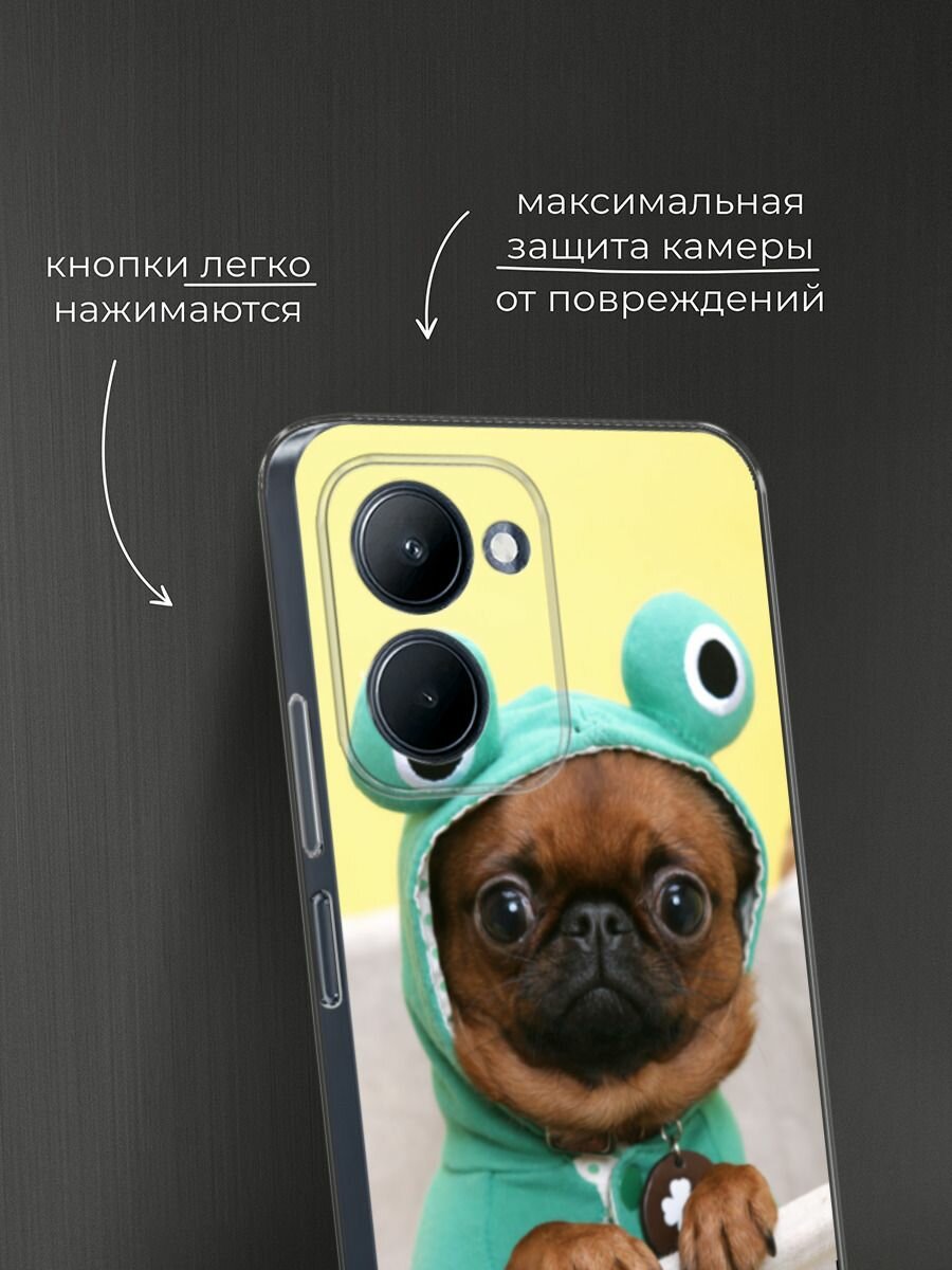 Чехол на Realme C33 / Реалми С33 с принтом "Собачка в шапке лягушки" — фото 1