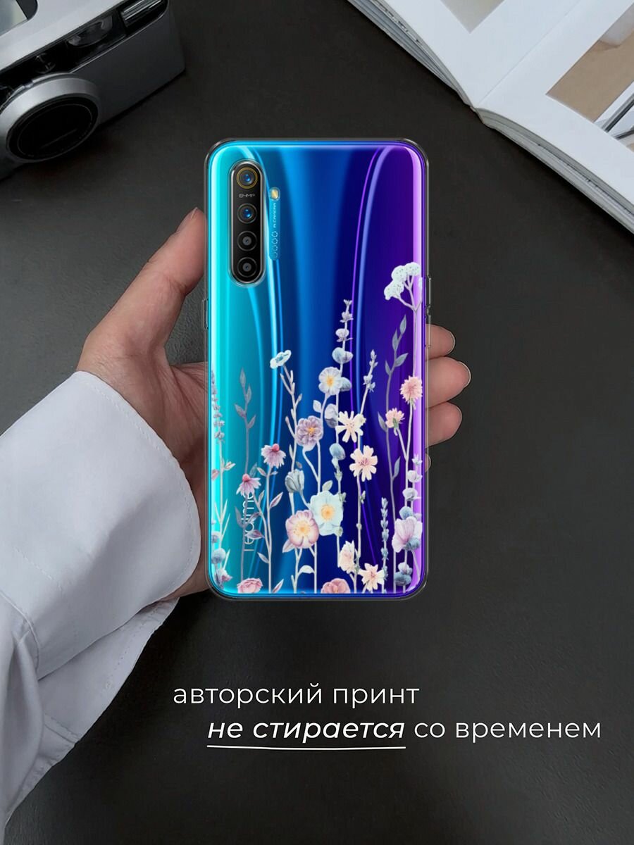Чехол на Realme XT / Реалми XT с принтом "Нежные полевые цветы" — фото 1
