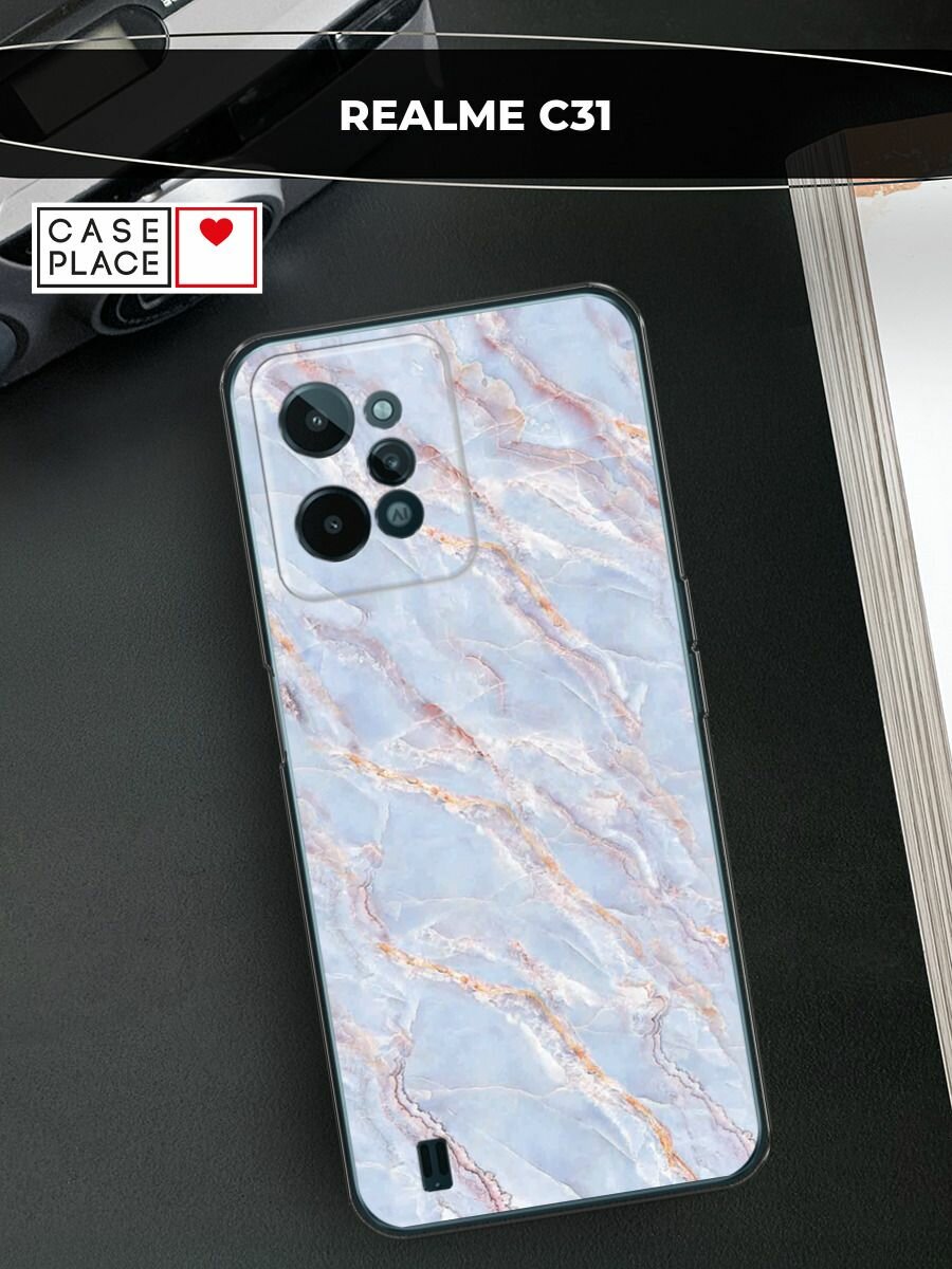 Чехол на Realme C31 / Реалми C31 с принтом "Сиреневый мрамор"