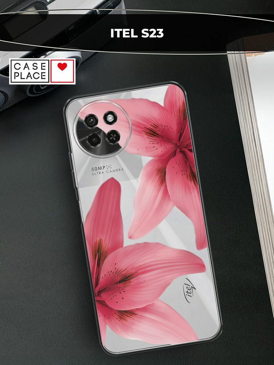 Чехол на Itel S23 / Ител S23 с принтом "Pink flower"