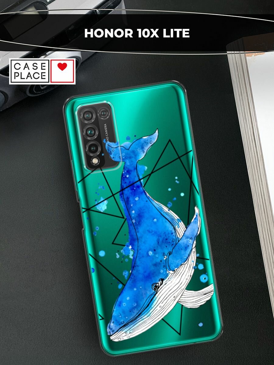 Чехол на Honor 10X Lite / Хонор 10X Лайт с принтом "Кит графика", прозрачный