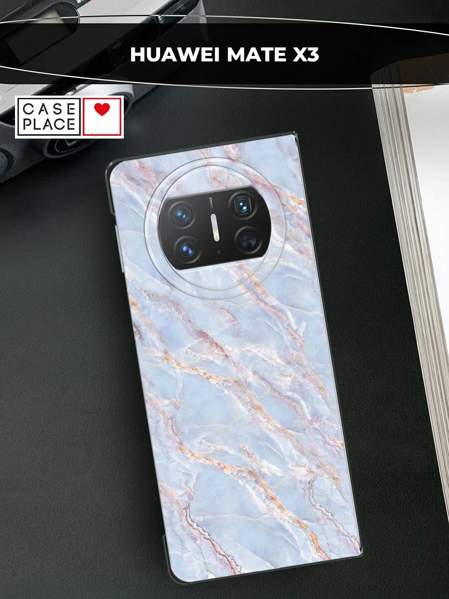 Чехол на Huawei Mate X3 / Хуавей Мейт X3 С с принтом "Сиреневый мрамор"