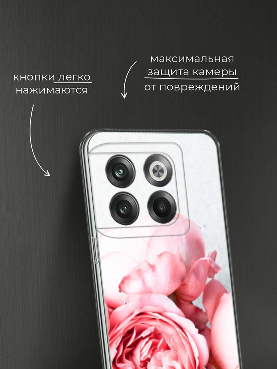 Чехол на OnePlus 10T / Ван плюс 10T с принтом "Пионы на белом" — фото 1