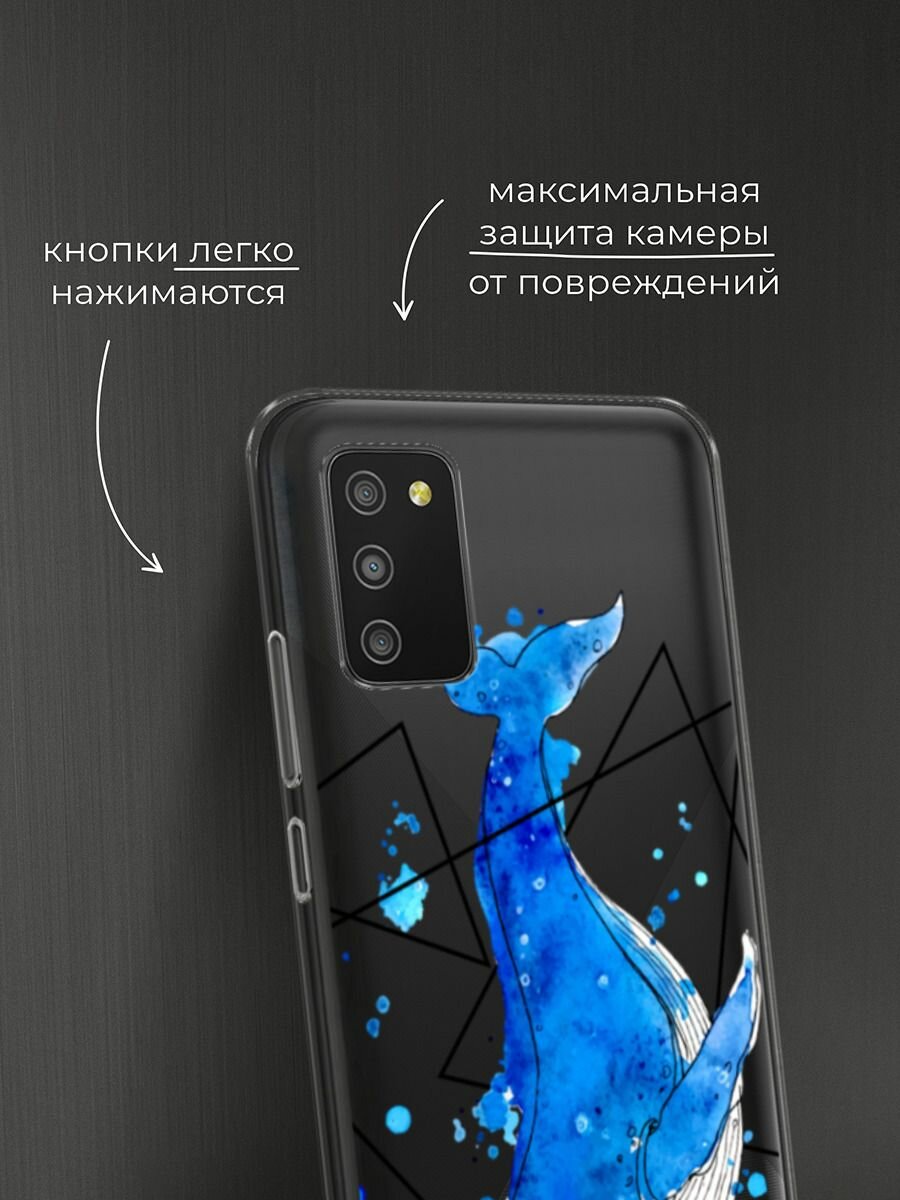 Чехол на Samsung Galaxy A02s / Самсунг Галакси A02s с принтом "Кит графика", прозрачный — фото 1