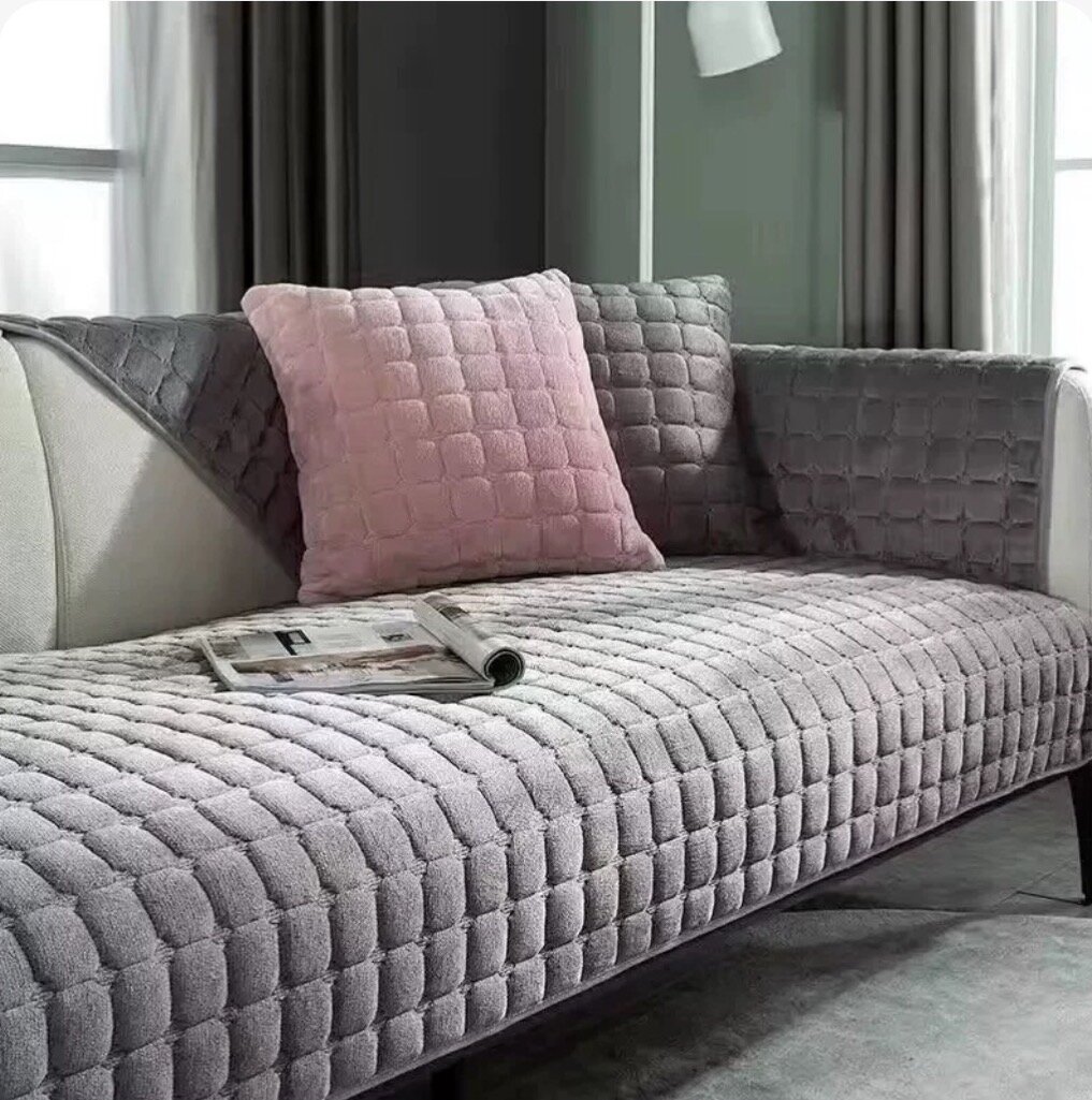 Бархатный чехол для дивана, 70x150cm 1PC, Серый