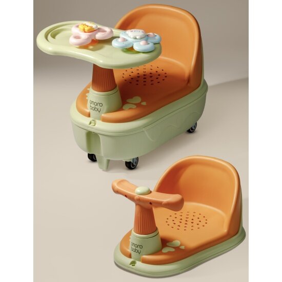 Каталка 2 в 1 Amarobaby Swimmy с сиденьем для купания зеленый/коричневый
