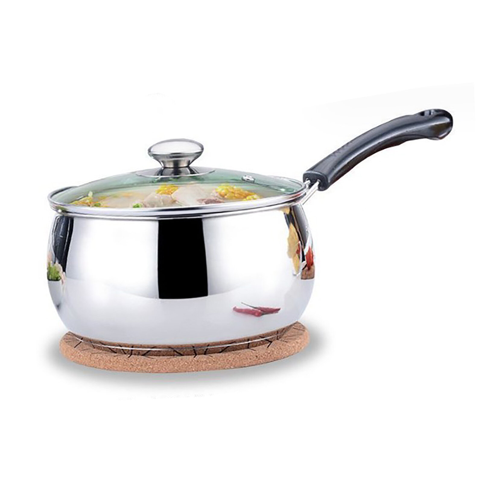 Кухонная кастрюля из нержавеющей стали, многофункциональная маленькая кастрюля для молока с ручкой для приготовления пищи, кипячения, тушения