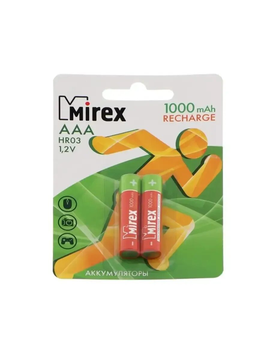 Аккумулятор Mirex, Ni-Mh, AAA, HR03-2BL, 1.2В, 1000 мАч