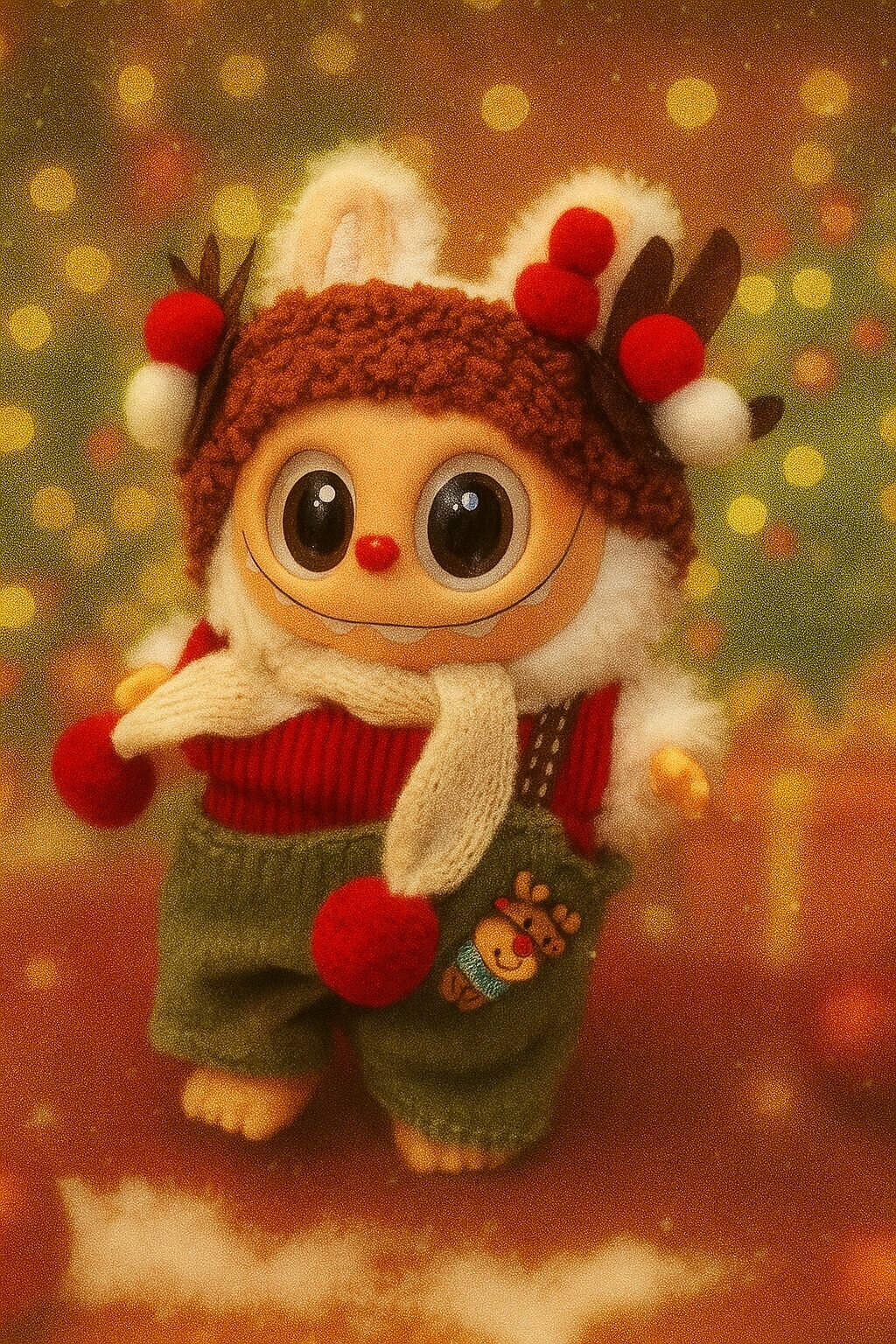 Мягкая игрушка брелок лабубу LABUBU Новогодний Кока-Кола подарочный с одеждой