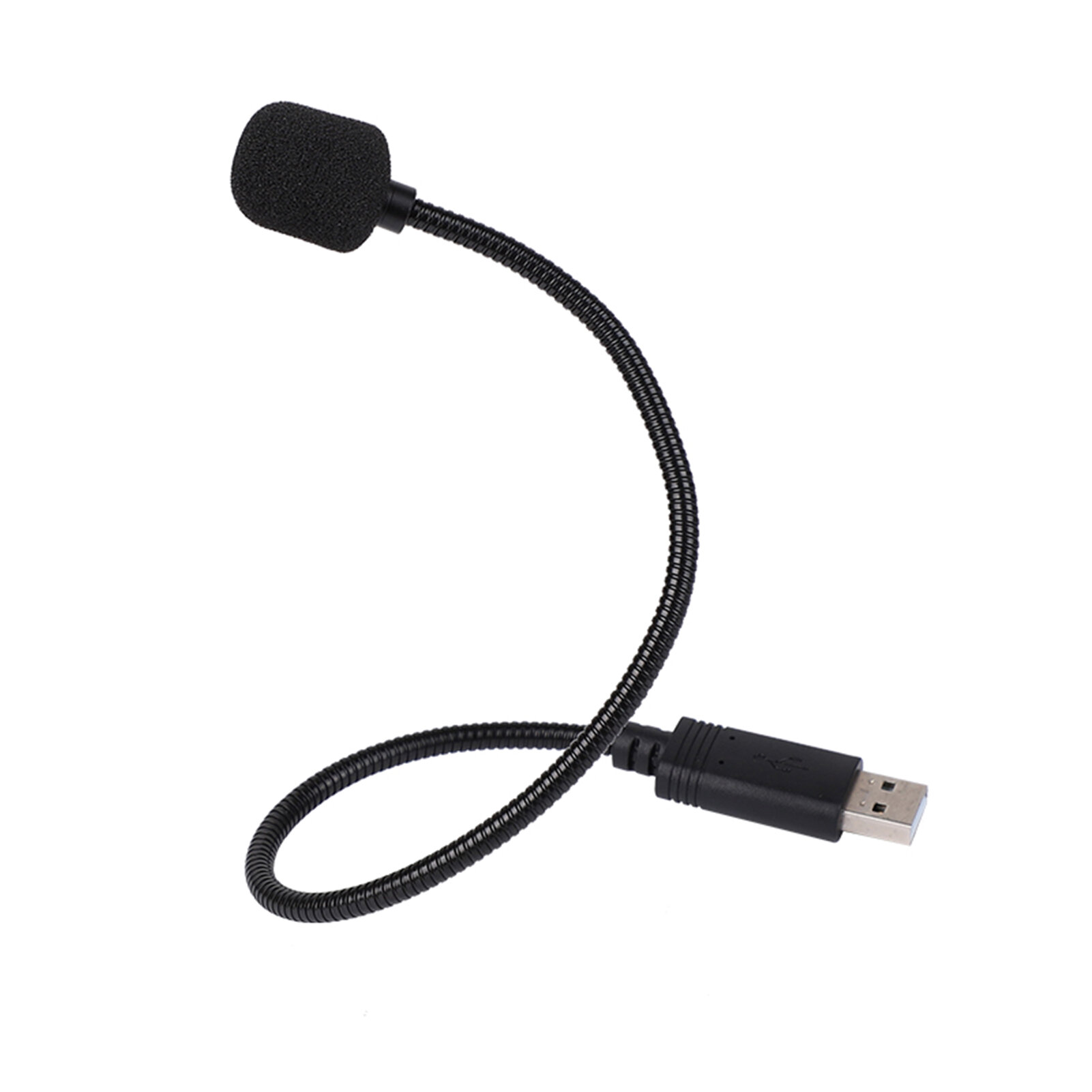 Микрофон USB компьютерный Mini 360° Omnidirectional Condense Plug & Play Gooseneck Portable для компьютера ПК ноутбука офис онлайн встречи конференции записи игр видео музыки пения Skype, модель HY-302, черный, белый, длина 33.3 см, микрофон