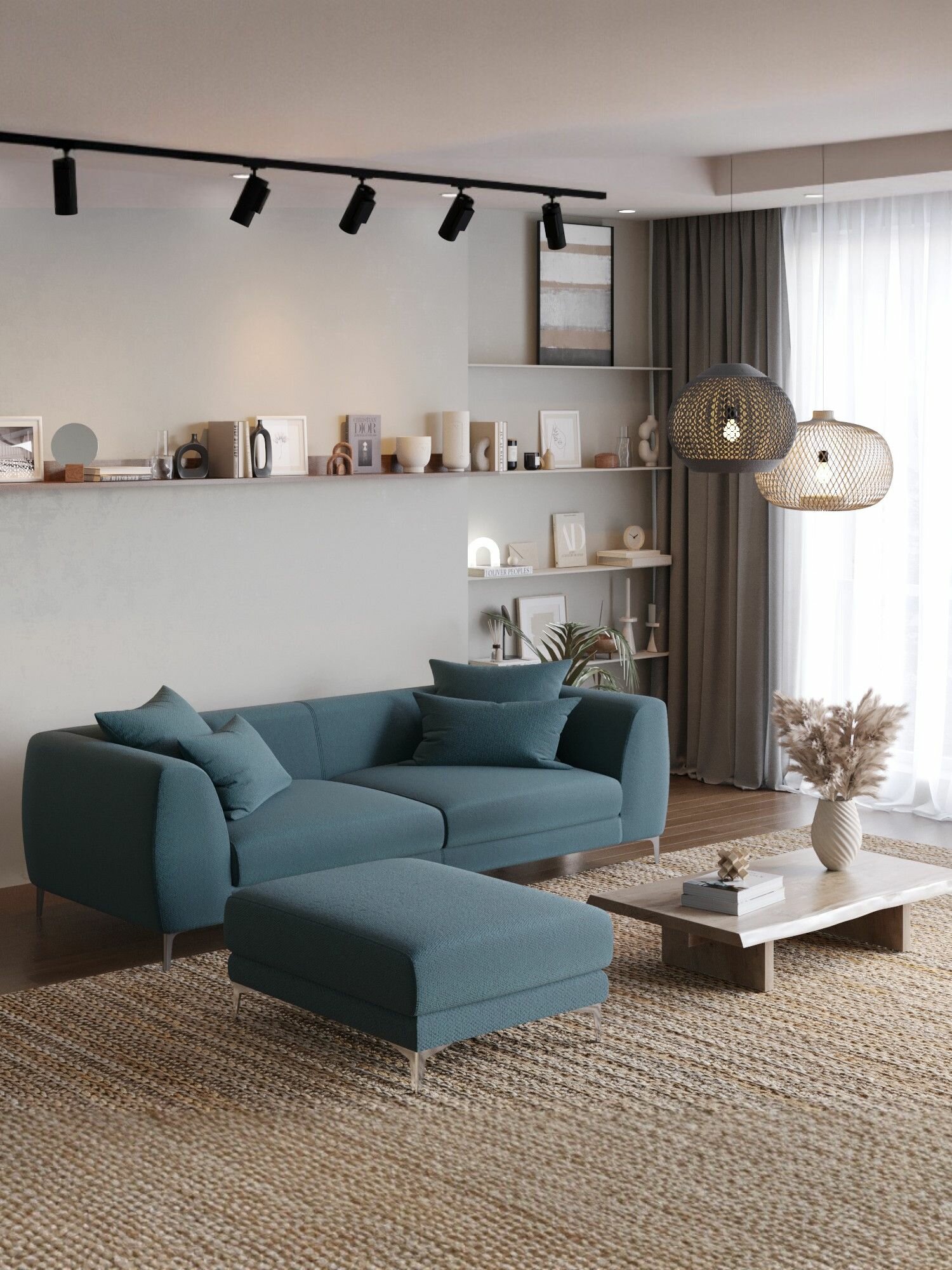 Пуф Manons Maison Elegant, Рогожка Изумрудный, 1000х800х410