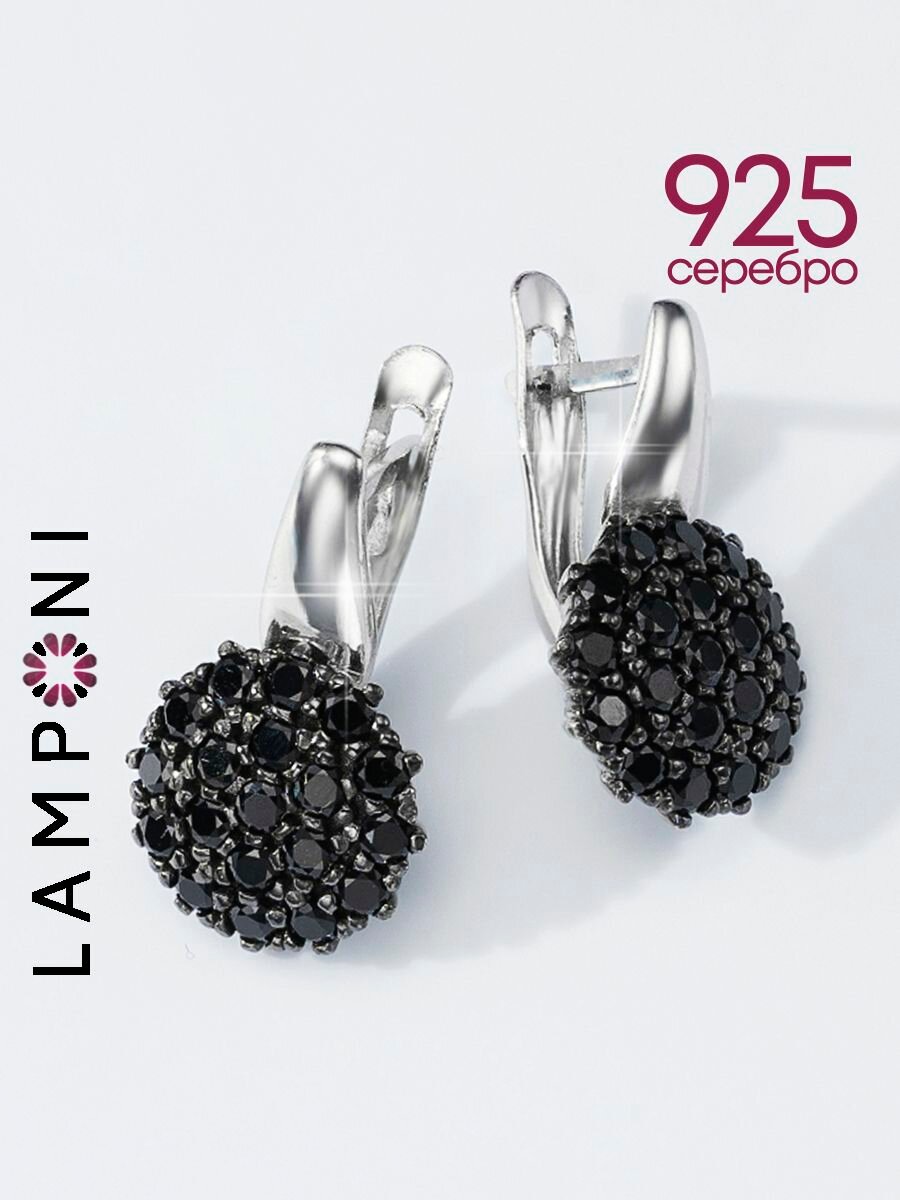 Серьги, серебро, 925 проба, родирование, шпинель синтетическая