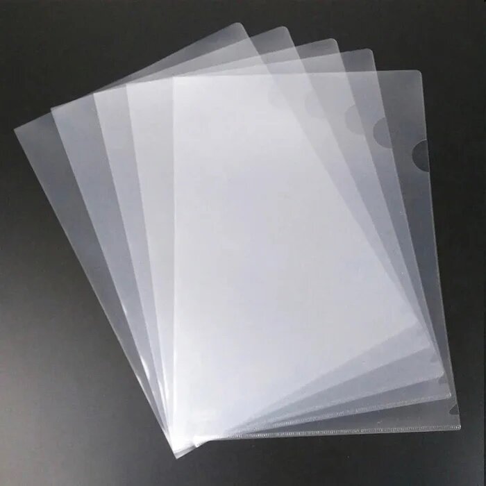 Папка уголок А4 для документов пластиковая набор 10 штук прозрачная матовая