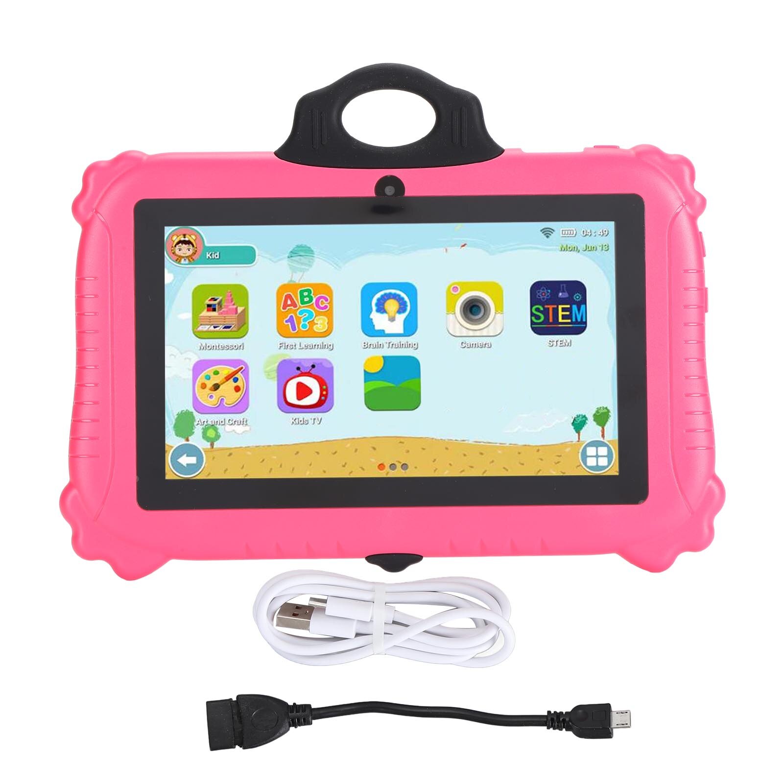 Детский планшет на Android 11, 7 дюймов, 6 ГБ ОЗУ, 128 ГБ ПЗУ, с обучающими приложениями, WiFi, двой
