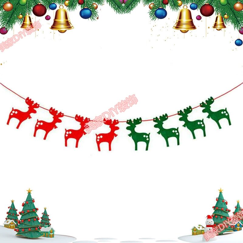 Новогодняя декорация для ювелирного магазина: фотозона, гирлянда, фетровый баннер-елка Нетканый рождественский баннер с