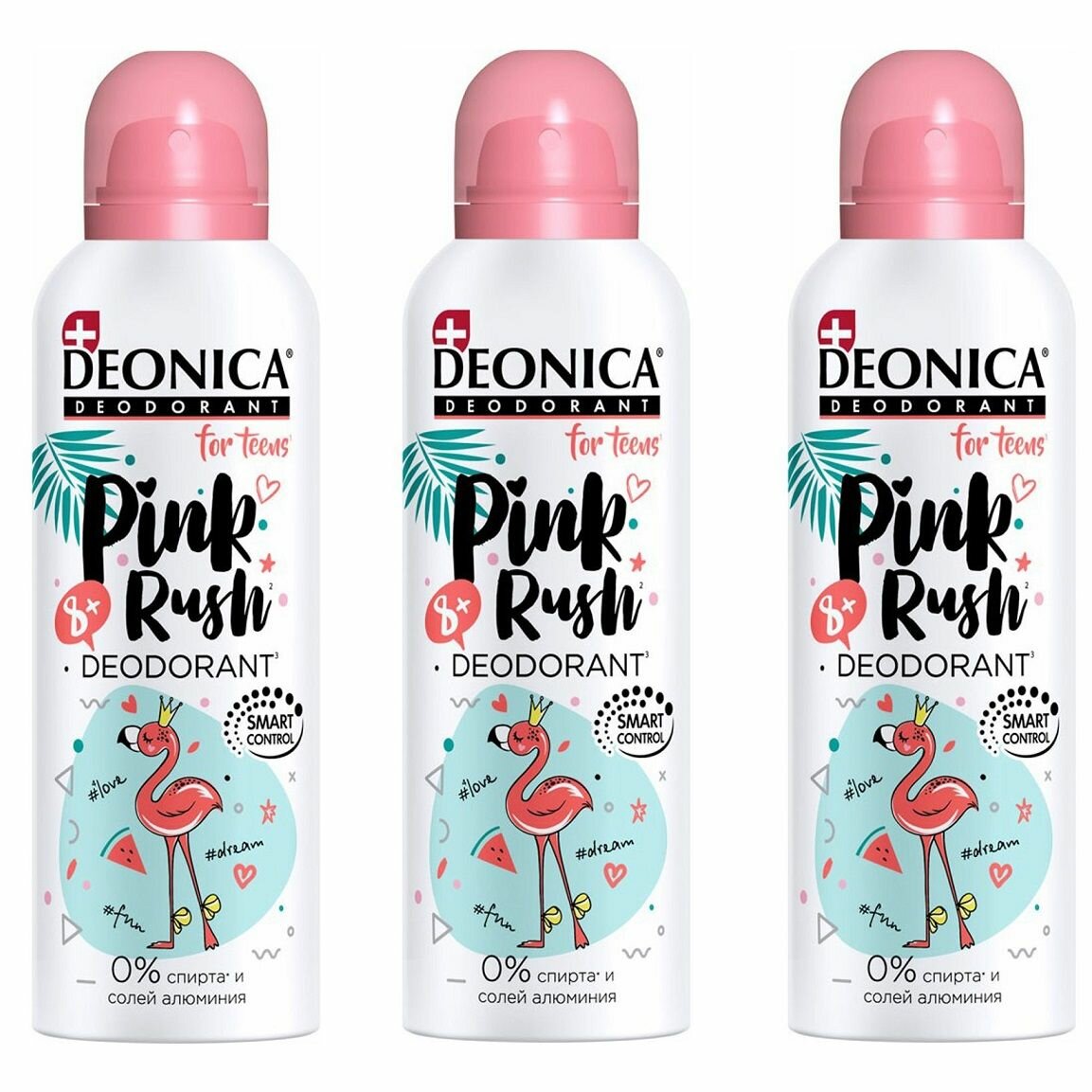 Дезодорант-спрей Deonica, for teens, Pink Rush, 125 мл, 3шт