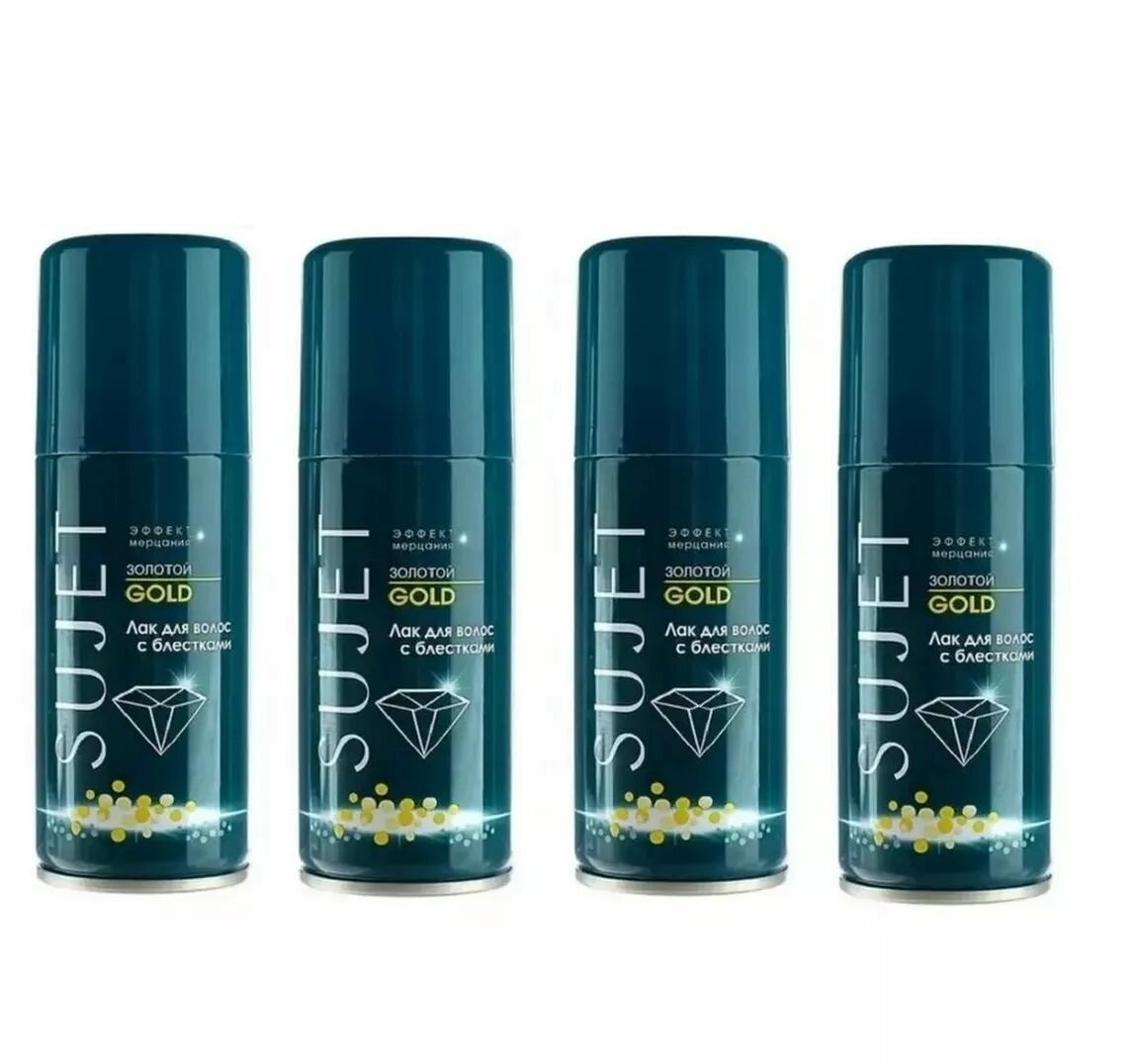 Лак для волос Сюжет, с блестками, Золотой 100 мл, 4шт.