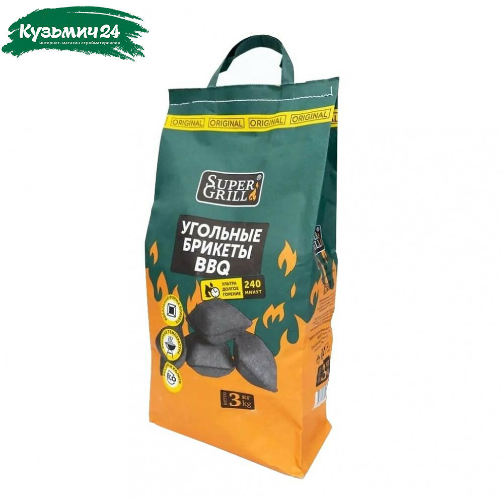 Брикеты угольные BBQ SuperGrill 3 кг, 1 шт.
