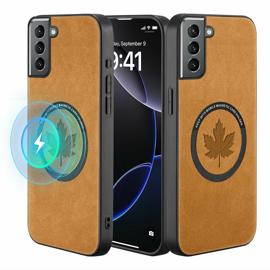 Рисунок кленового листа MagSafe чехол для Samsung Galaxy S21+ Plus(Самсунг Галакси с21 Плюс) Нескользящий и удобный