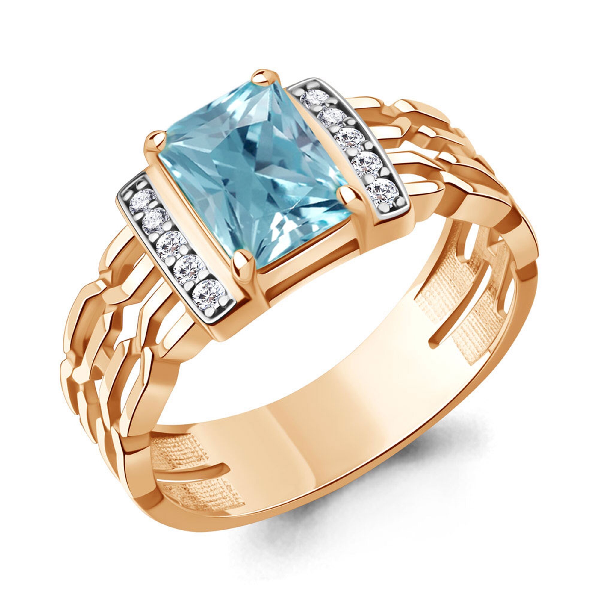 Кольцо, серебро, 925 проба, золочение, турмалин, фианит