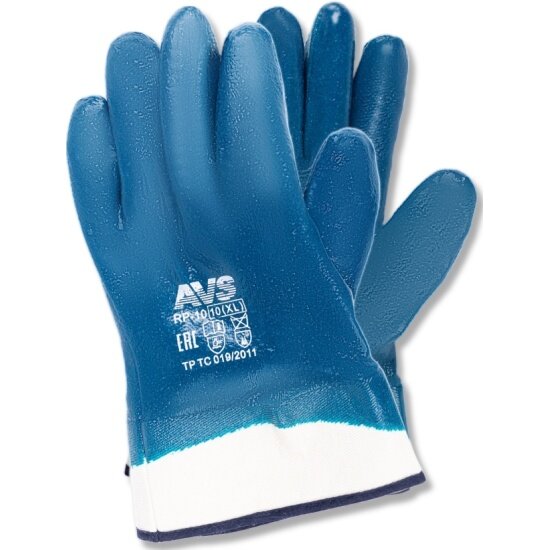 Перчатки нитриловые Avs полный облив МБС (синие, краги) 1 пара RP-10