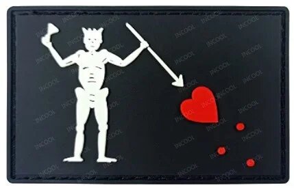 Светоотражающие вышитые патчи "Черная Борода" Черный, 11 PVC No Loop 8X5CM