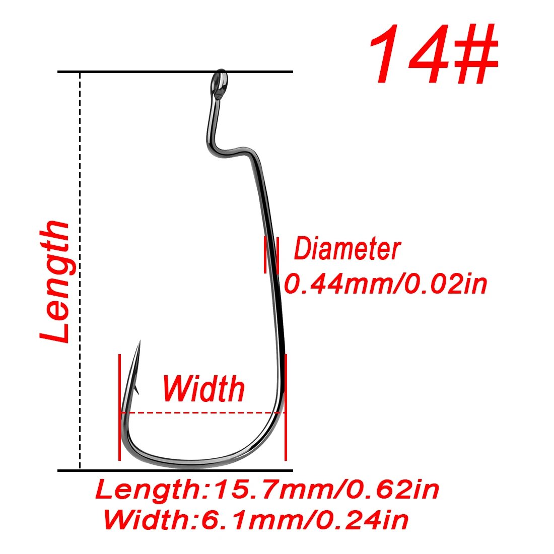 Рыболовные крючки FishTrip, изогнутые, из высокоуглеродистой стали, для мягких 100pcs, Size 14