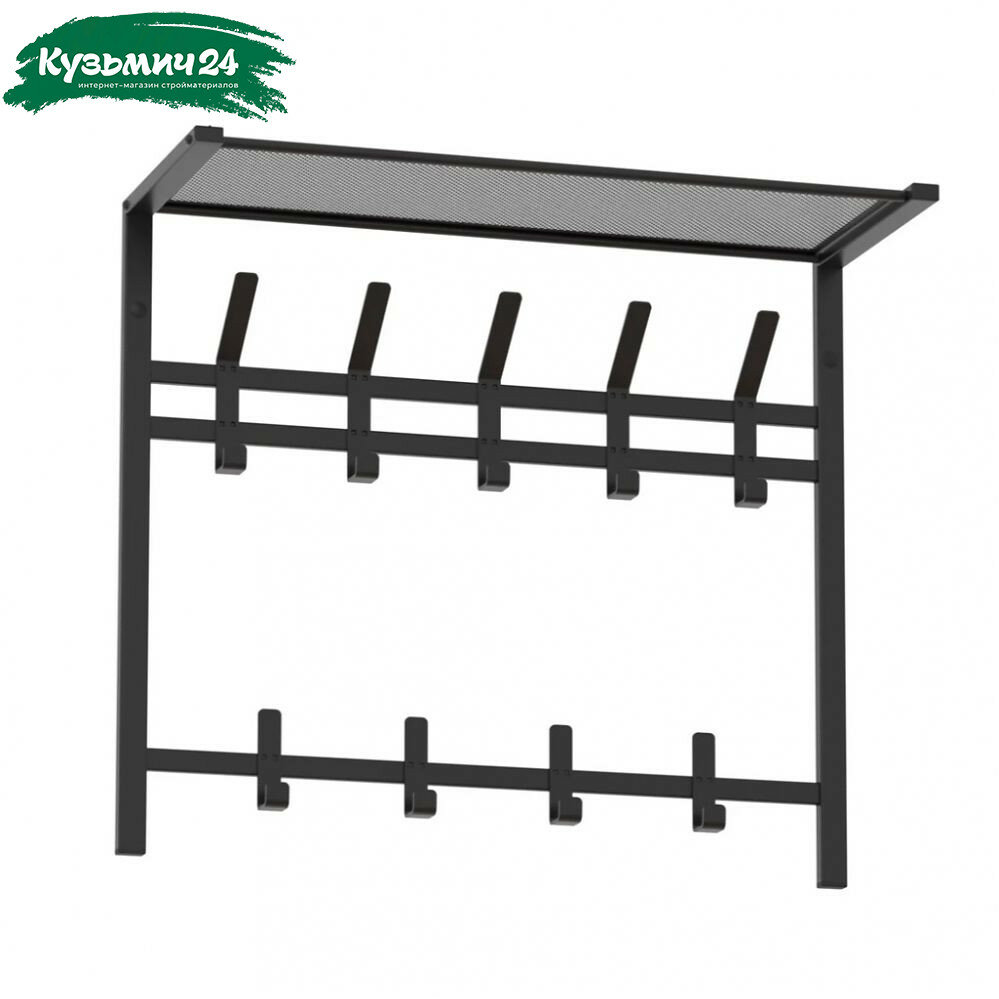 Вешалка настенная ЗМИ Торонто ВСПТ22 с полкой, 9 крючков, графит, 27х58.5х67 см, 1 шт.