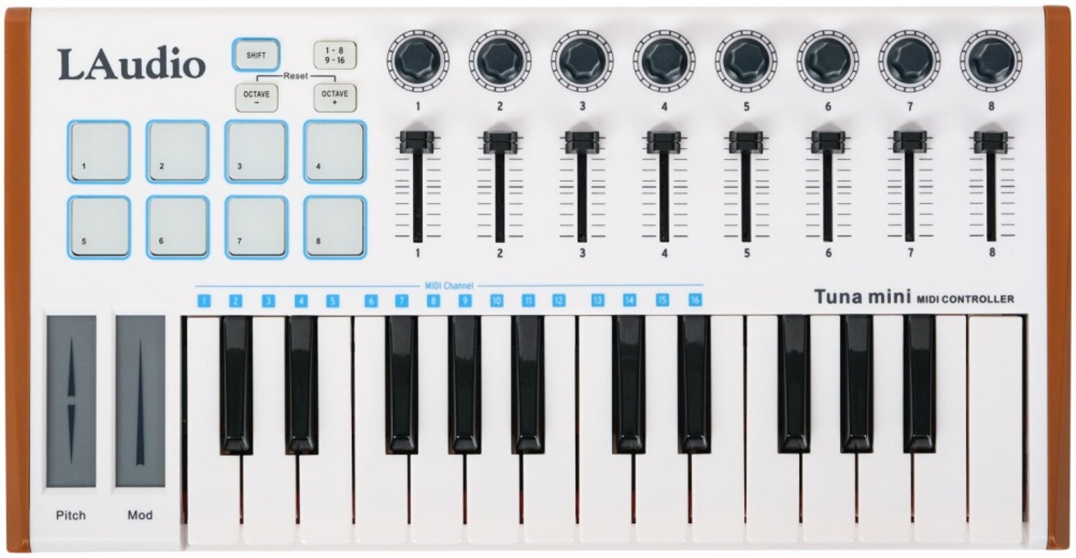 MIDI-контроллер LAudio TUNAMINI, 25 чувствительных клавиш, 8 пэдов, RGB-подсветка