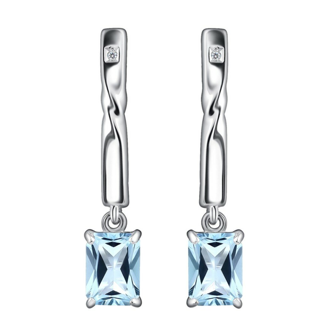 Серьги, серебро, 925 проба, бриллиант, топаз