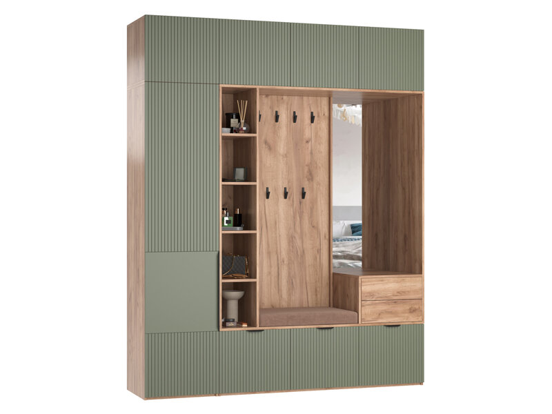 Прихожая в коридор "Тайлер 5" 180х240х50 Дуб крафт табачный / Виола